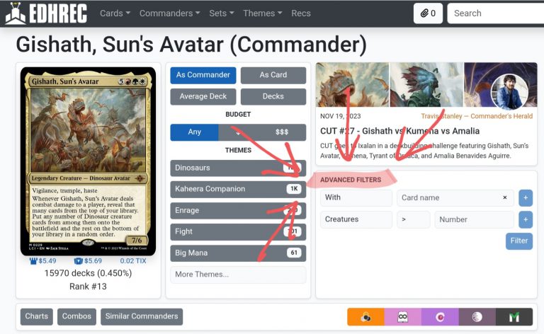 Digital Deckbuilding - How to use Archidekt and EDHREC Filters